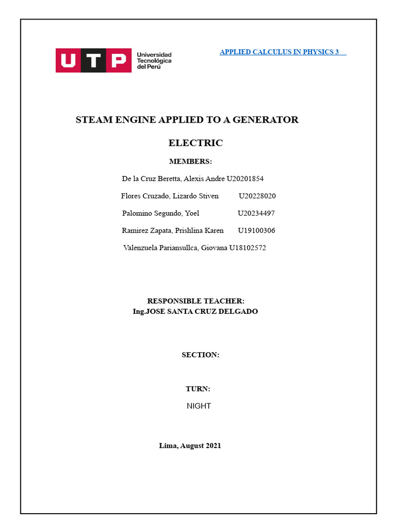 Steam Engine Applied To An Electric Generator | PDF | Engines | Heat