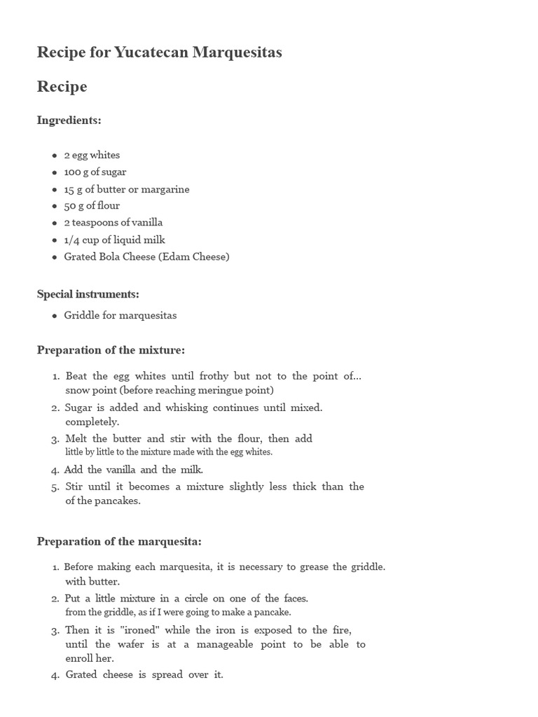 Recipe for Yucatecan Marquesitas - Yucatan Blog | PDF