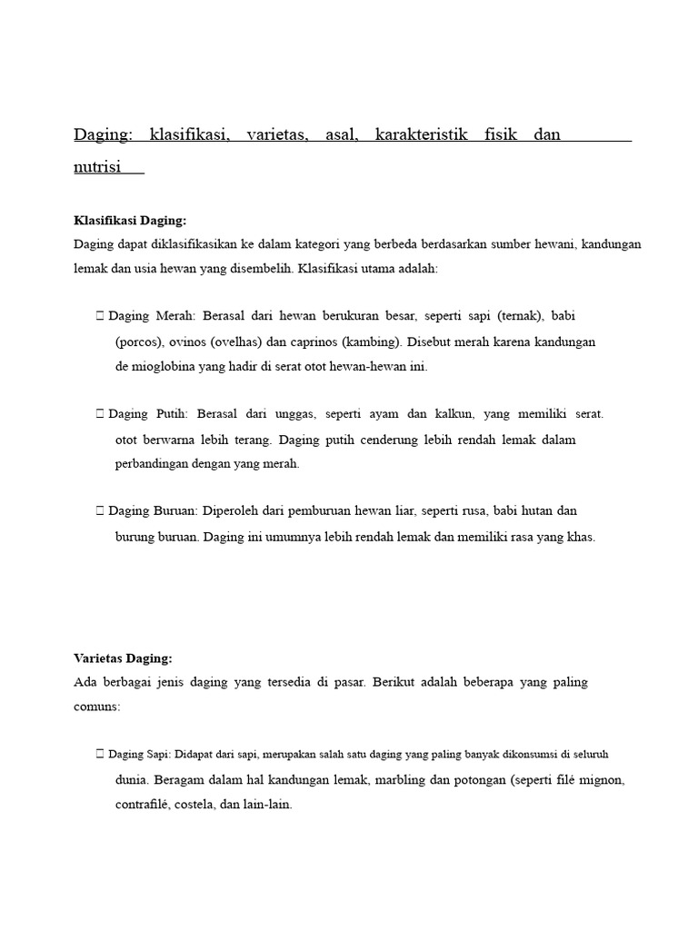 Klasifikasi dan Varietas Daging Lengkap | PDF