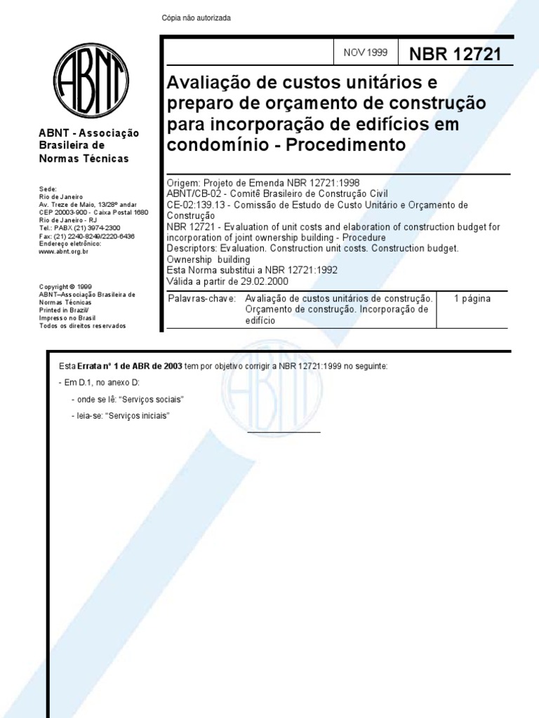 NBR 12721 | Argamassa | Tinta