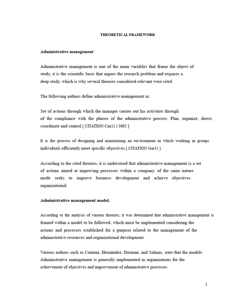 Theoretical Framework - Administrative Management | PDF | Planning | Goal