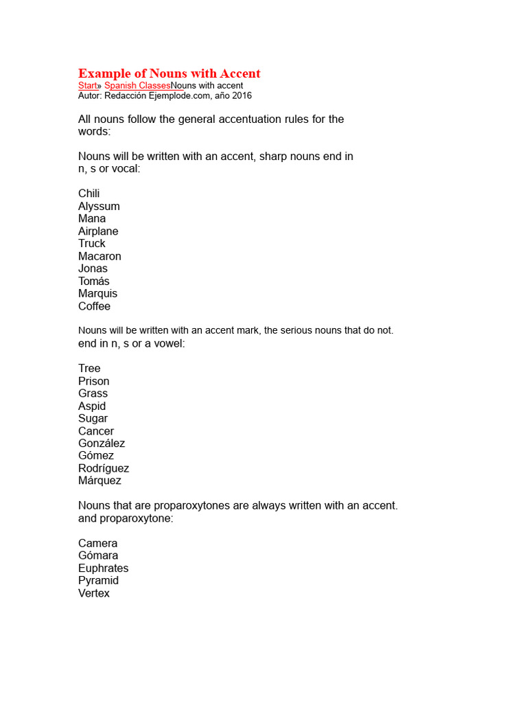 Nouns with Accent | PDF | Verb | Stress (Linguistics)