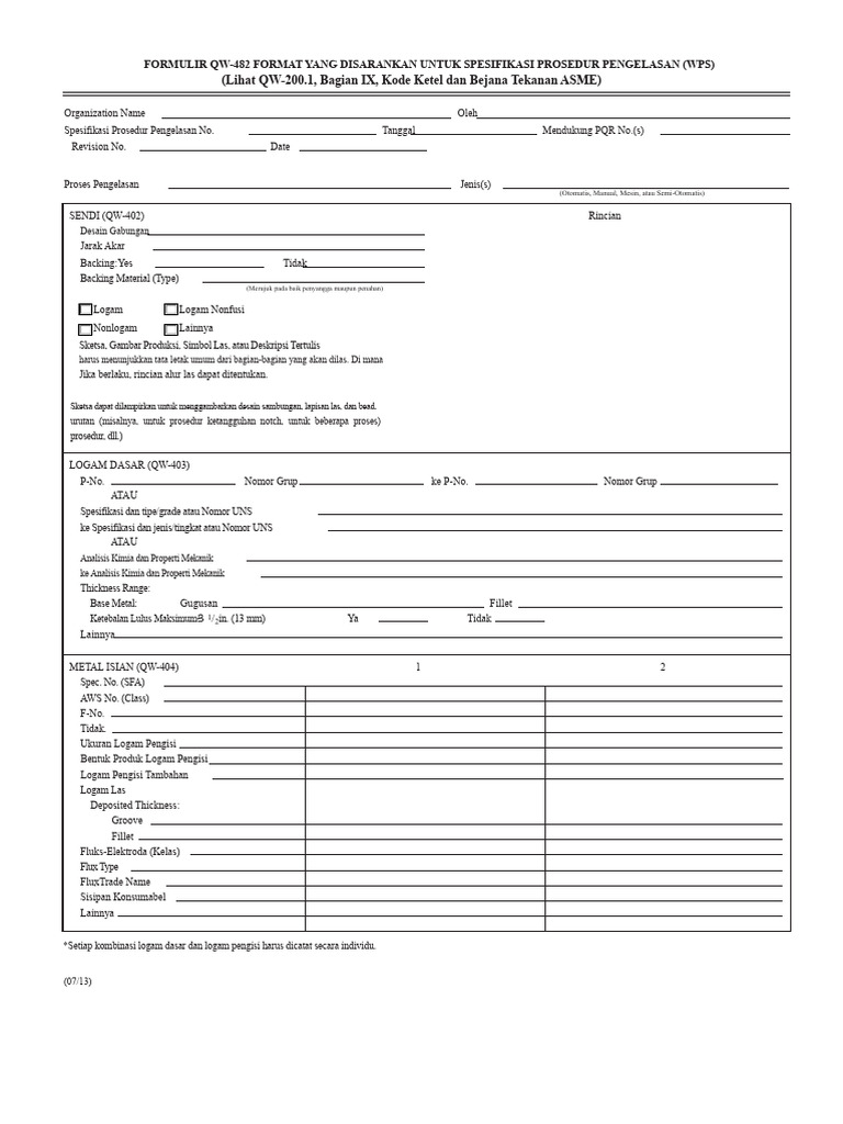 ASME WPS-PQR-WQT Gabungan | PDF