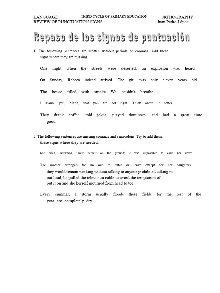 Punctuation Review | PDF | Punctuation | Comma
