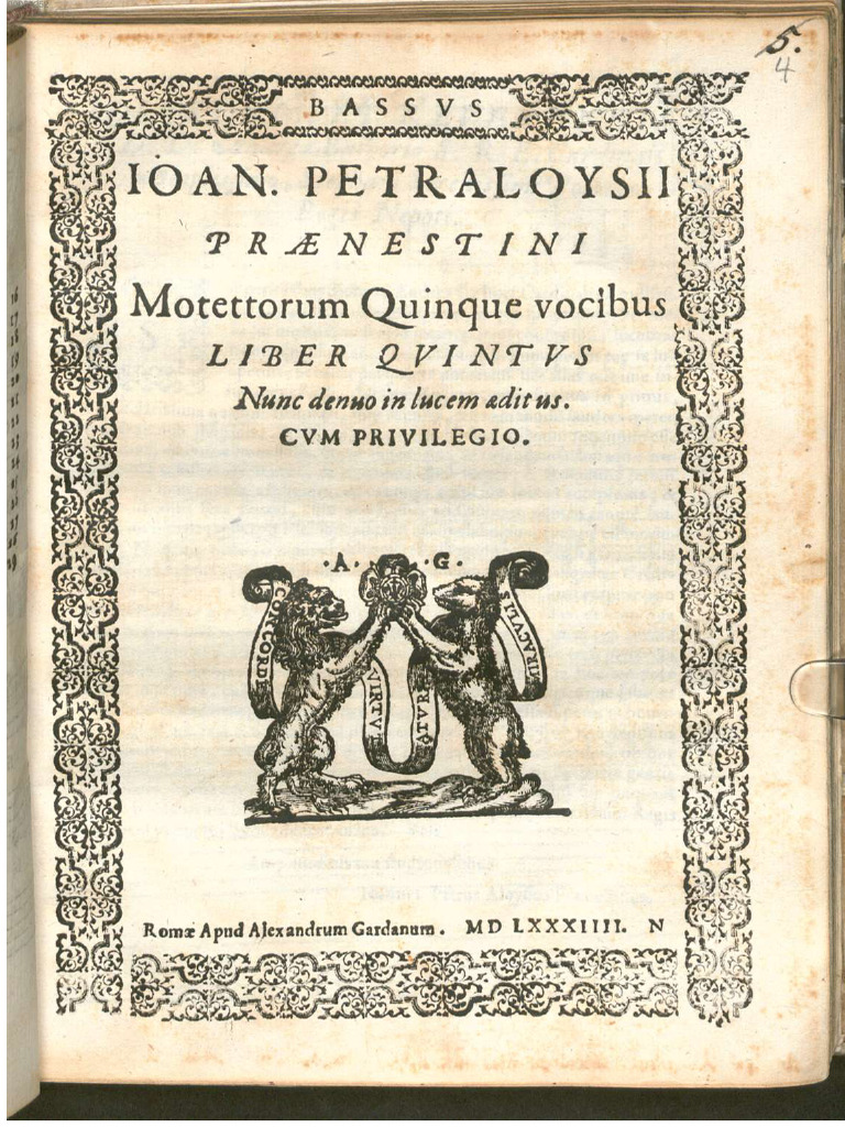 Palestrina Liber Quintus Bassus | PDF