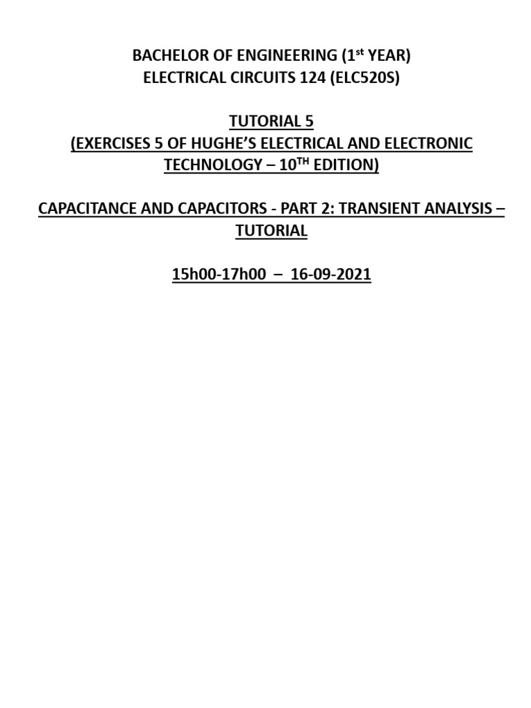 Capacitance and Capacitors - Part 2 Transient Analysis - Memo 16-09 ...