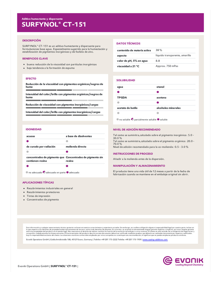 Surfynol Ct 151 Tds Es Es Tds Pv 52041768 Es Es World | PDF ...