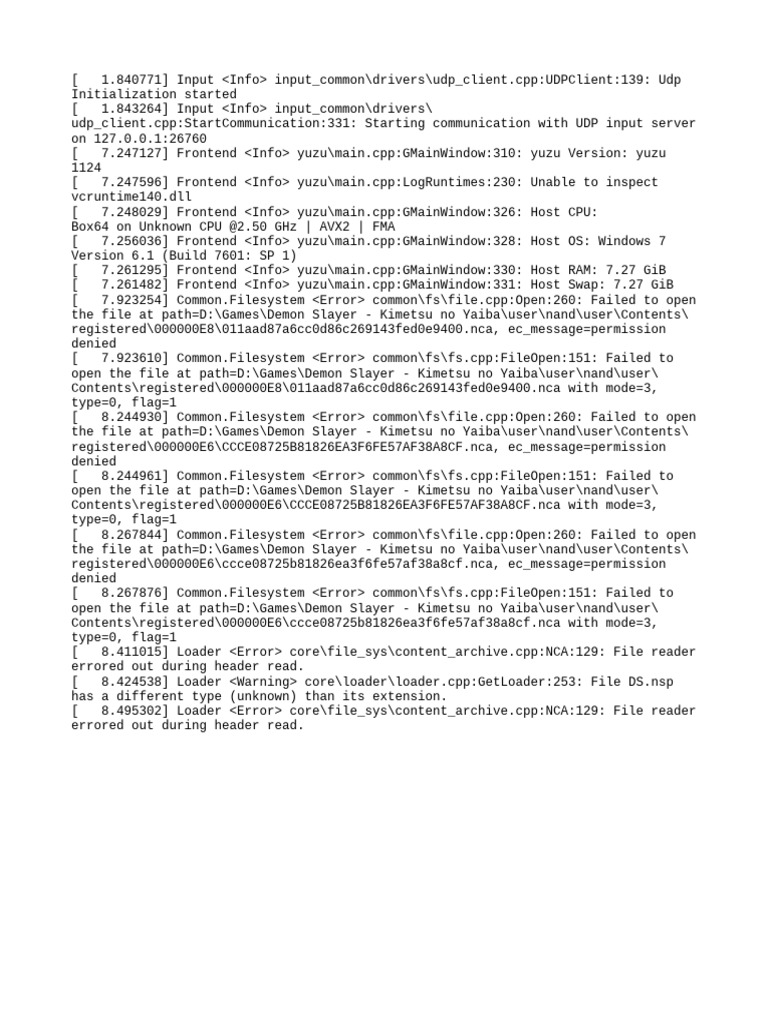 Yuzu Log | PDF | File System | Computer Architecture