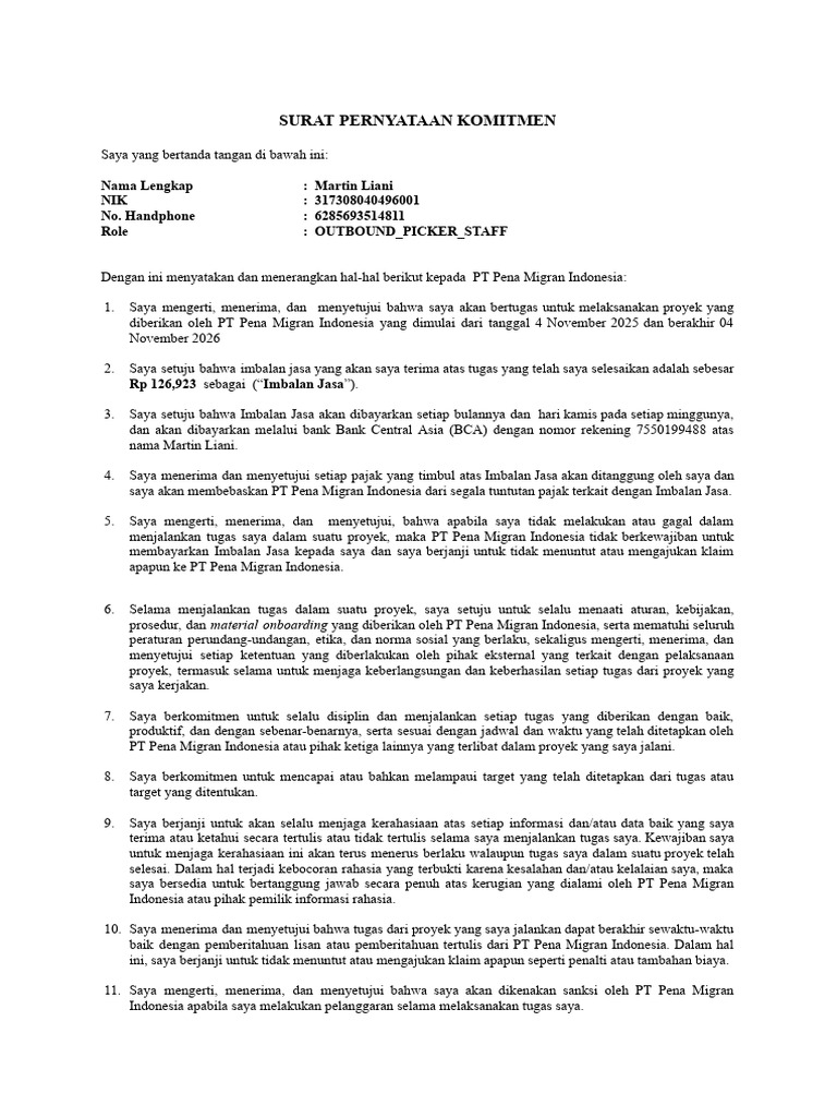 Martin Liani Outbound - Picker - Staff | PDF