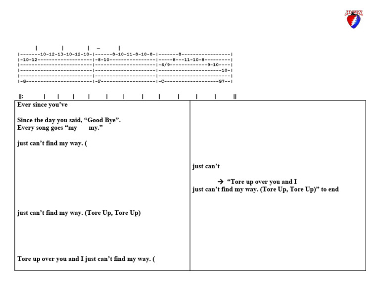 Tore Up Over You | PDF