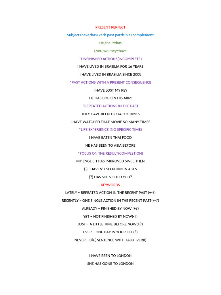 Present Perfect and Keywords 3 | PDF