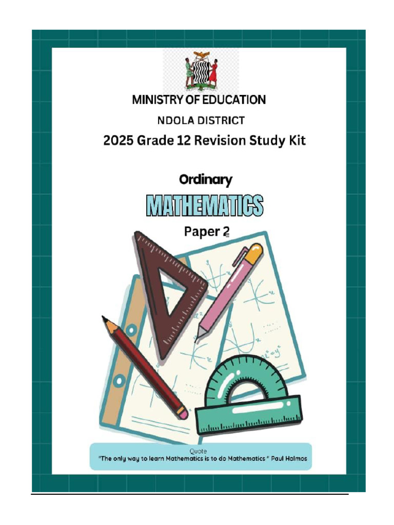 Ndola District Mathematics Paper 2 Revision Kit | PDF | Determinant ...