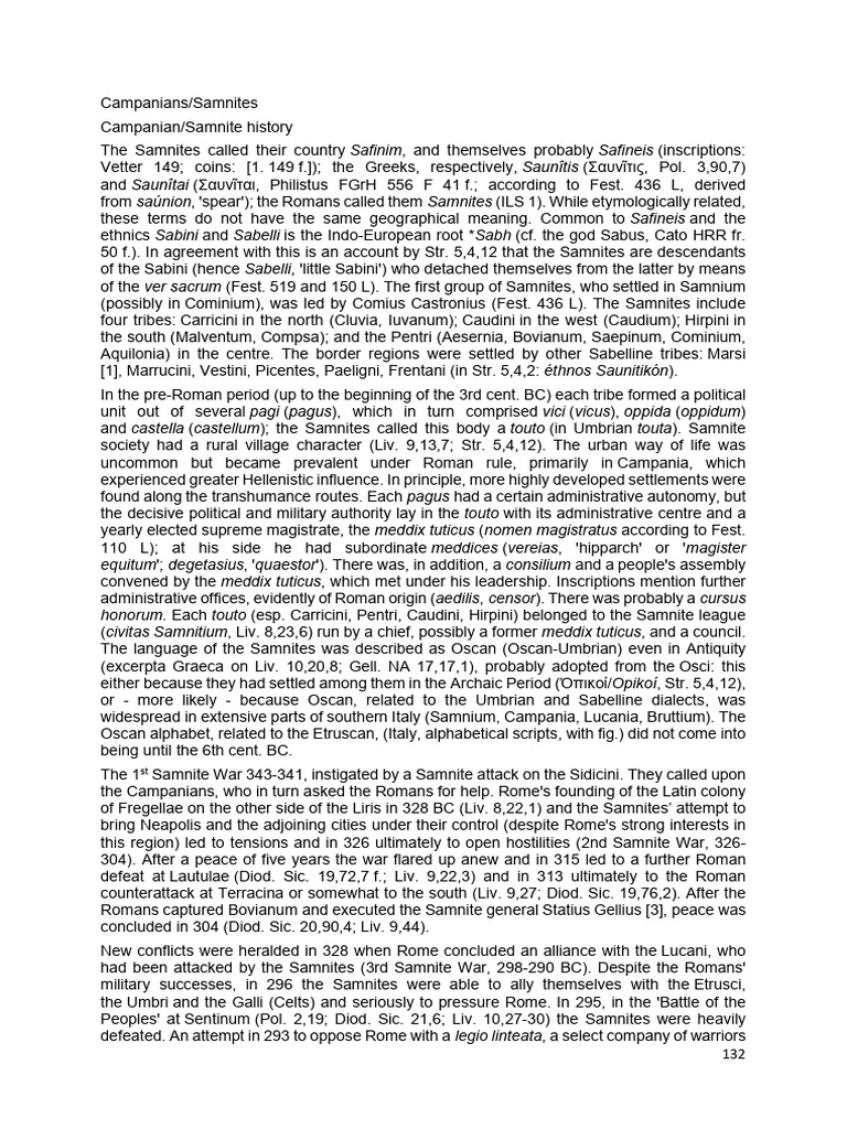 Samnite History and Culture Overview | PDF | Ancient Europe