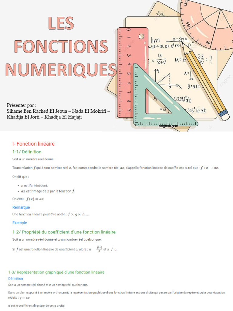 Introduction aux Fonctions Numériques | PDF