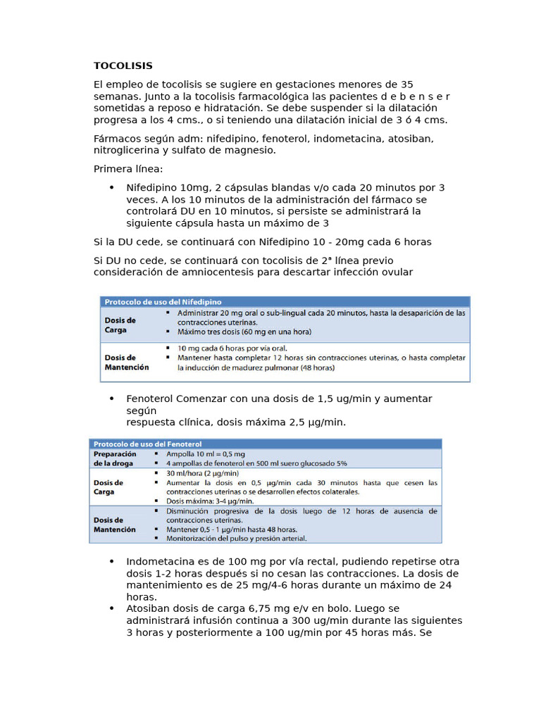 TOCOLISIS | PDF | Parto | Farmacología