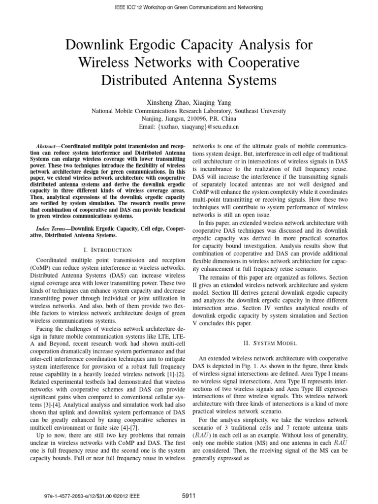 Downlink Ergodic Capacity Analysis for Wireless Networks With ...