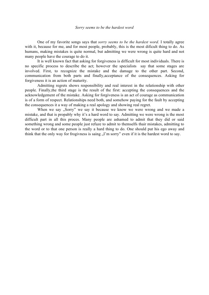Sorry Seems To Be The Hardest Word | PDF | Forgiveness