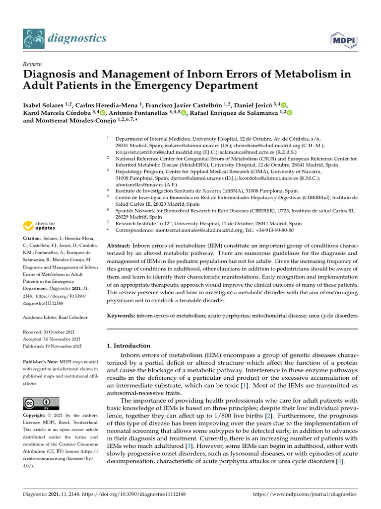 Diagnosis and Management of Inborn Errors of Metabolism in Adult ...
