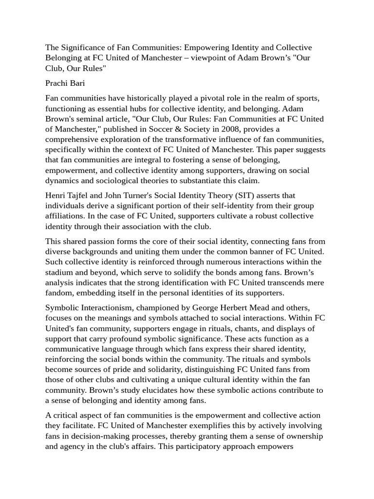 The Significance of Fan Communities | PDF | Identity (Social Science ...