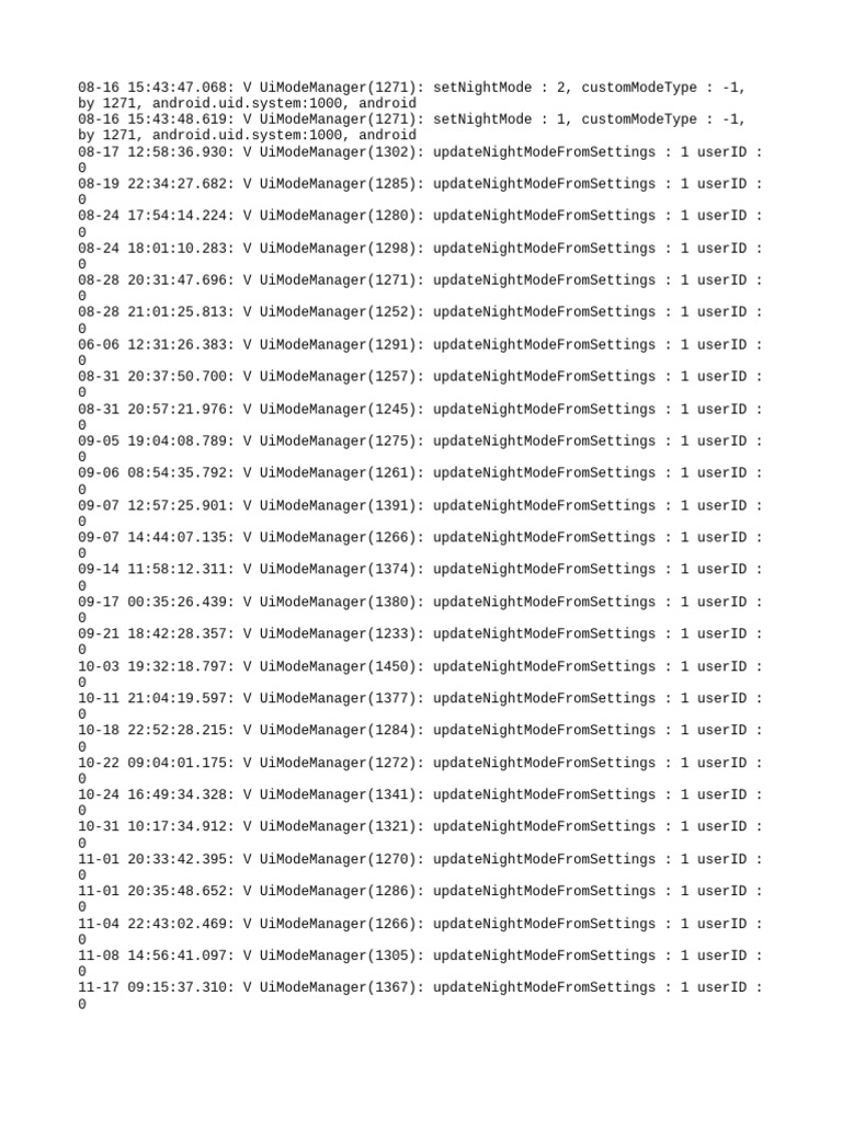 Android Night Mode Log Updates | PDF