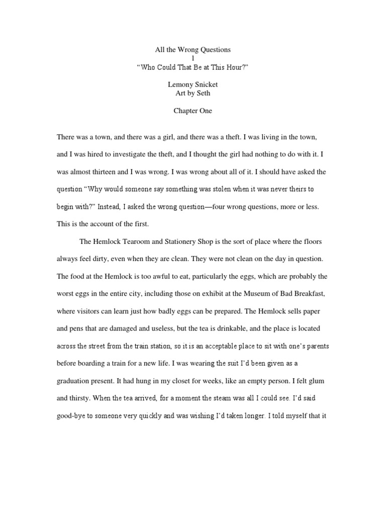 'All The Wrong Questions: Who Could That Be at This Hour', by Lemony ...