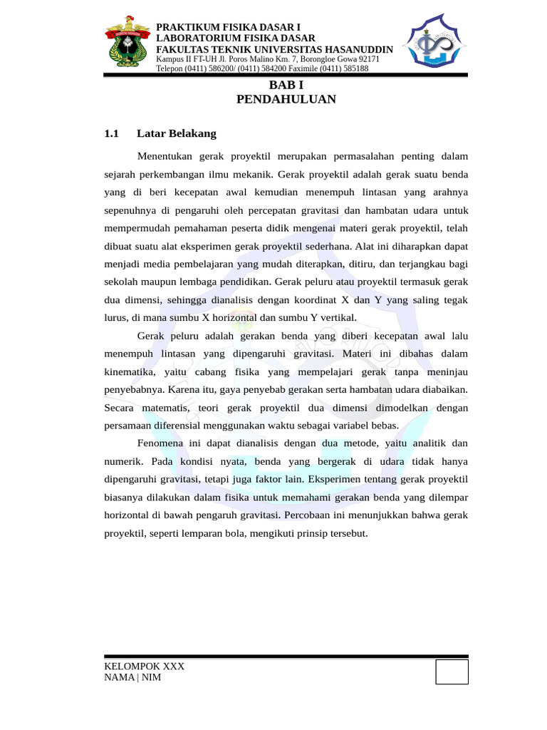 Eksperimen Gerak Proyektil Sederhana | PDF
