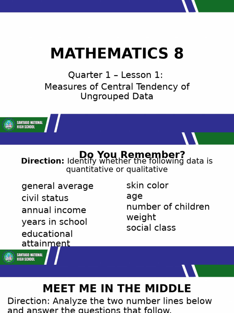 Q1 L1 - Measures of Central Tendency | PDF | Average | Mean