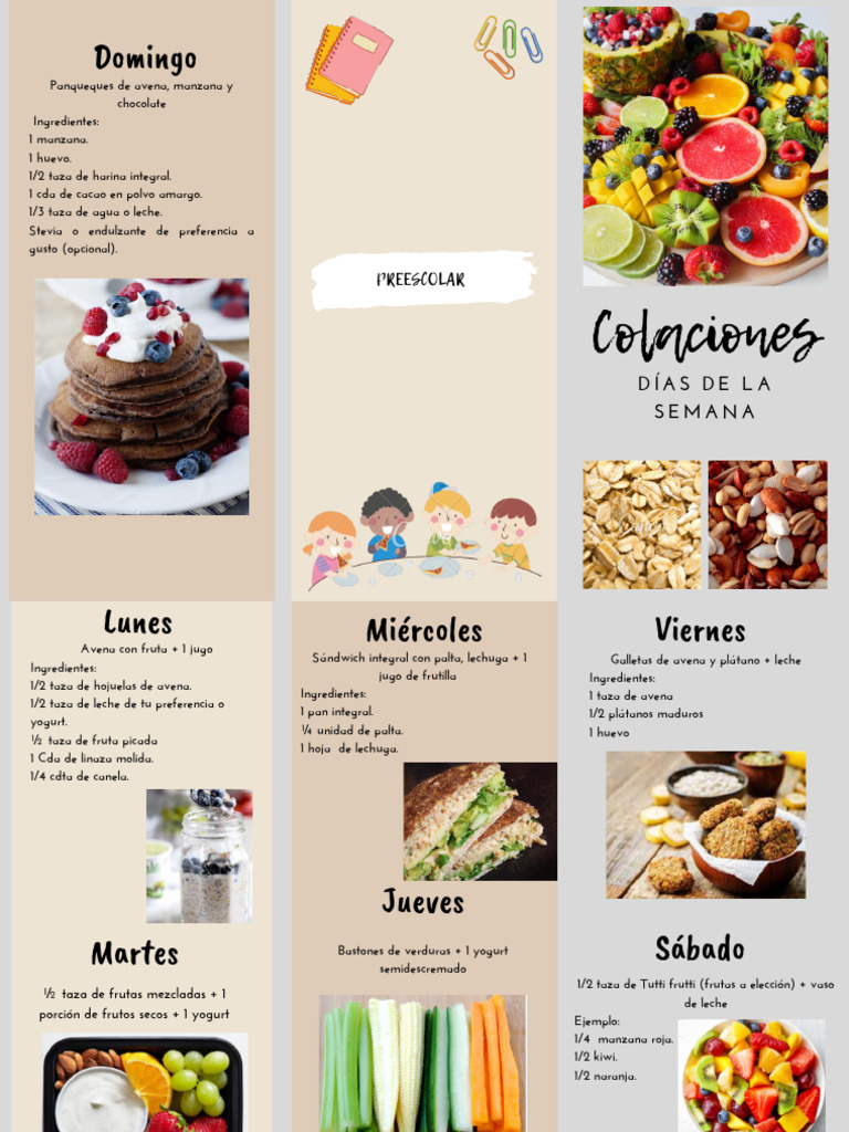 Colaciones Saludables Preescolar Pdf