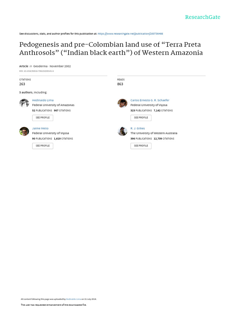 Pedogenesis and Pre-Colombian Land Use of Terra PR | PDF | Amazon ...