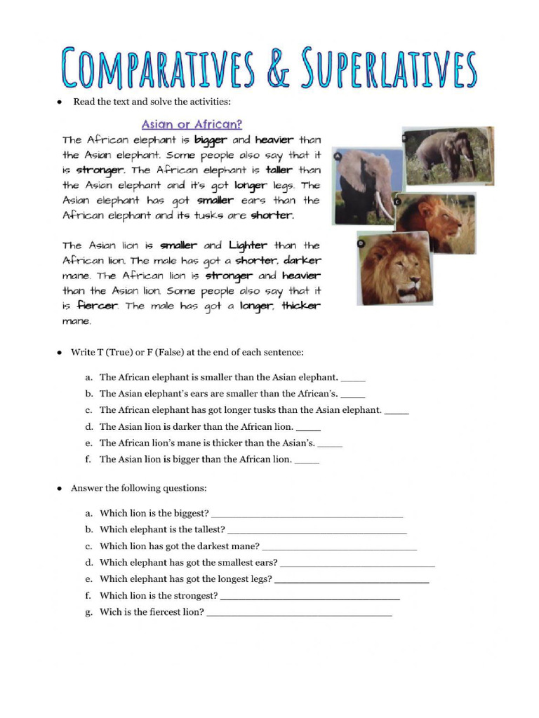 Comparative and Superlative Reading | PDF
