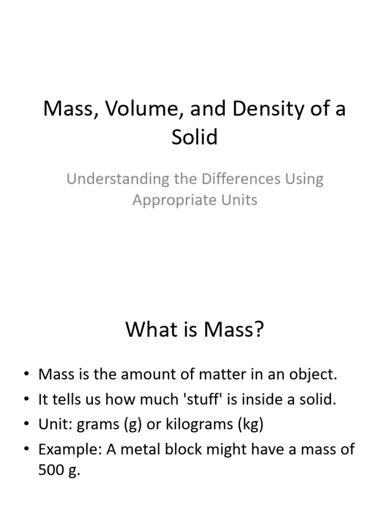Mass, Volume, and Density Explained | PDF