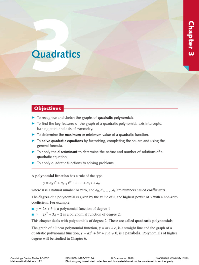 CH 3 Quadratics | PDF | Quadratic Equation | Factorization