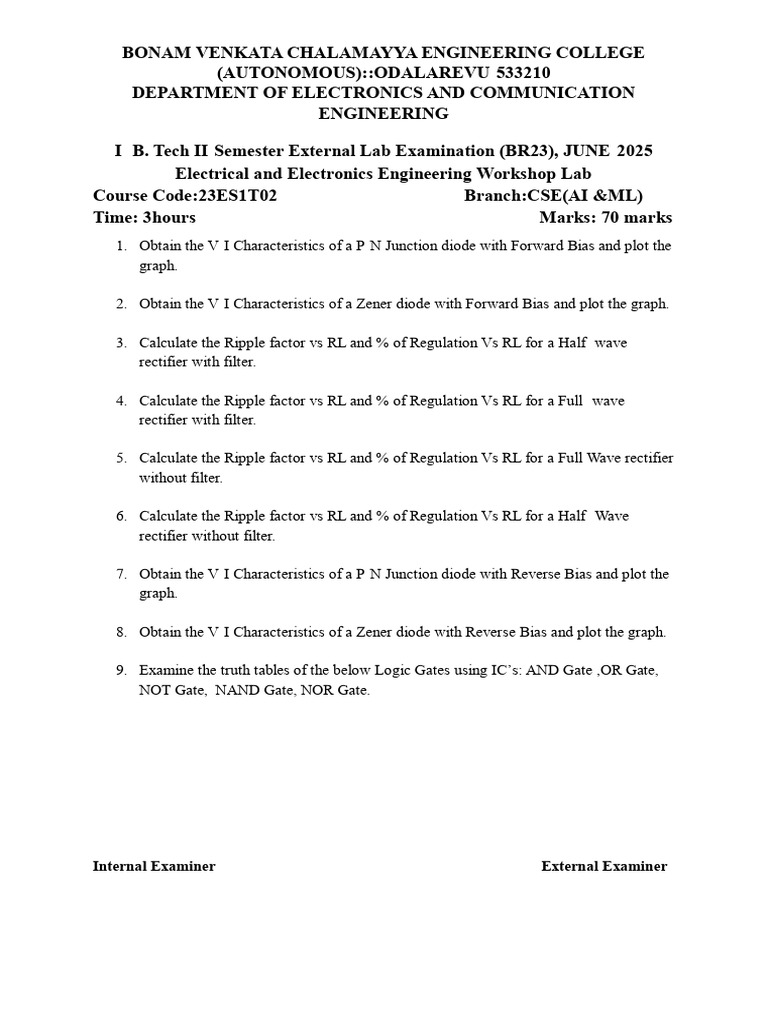 Beee Question Paper For External | PDF | P–N Junction | Rectifier