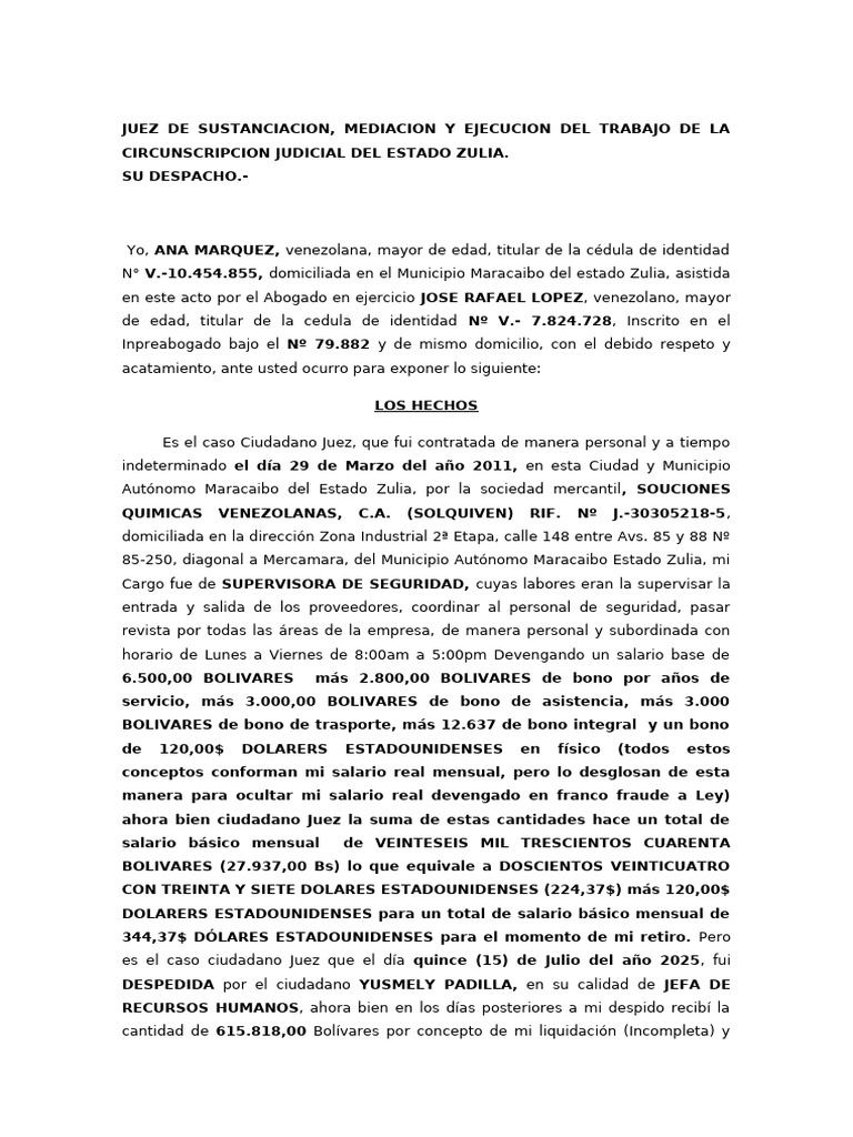 Demanda Ana Solquiven | PDF | Salario | Venezuela