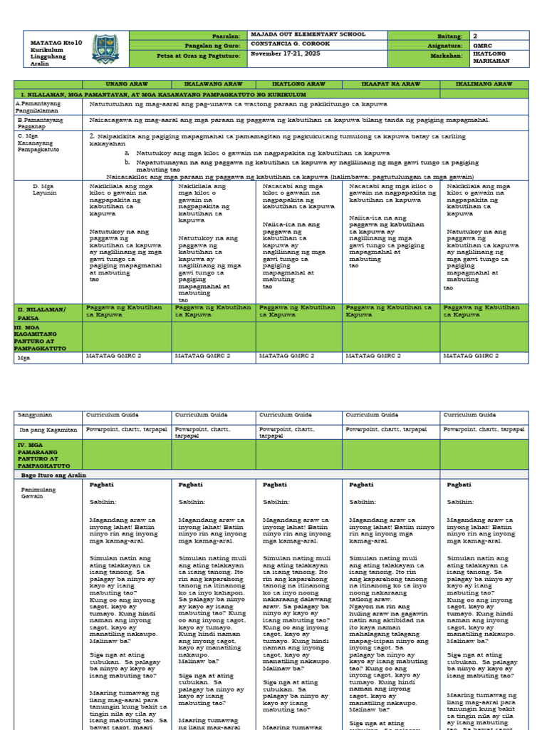 G2 Q3 Week 2 GMRC Matatag | PDF