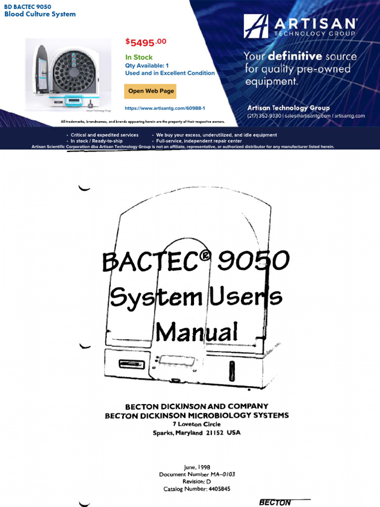 BD BACTEC 9050 Manual 201910916115 | PDF
