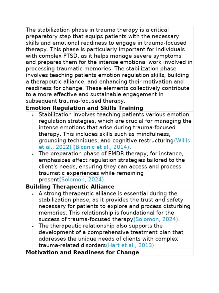 Stabalization Techniques | PDF | Psychological Trauma | Therapy