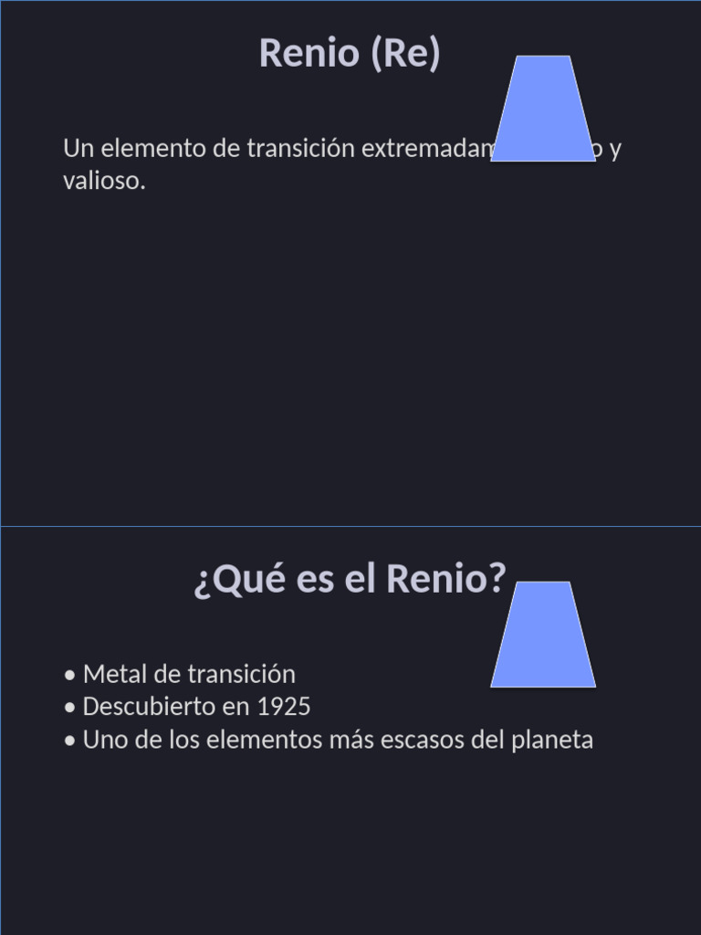 Renio: Propiedades y Usos del Metal Raro | PDF