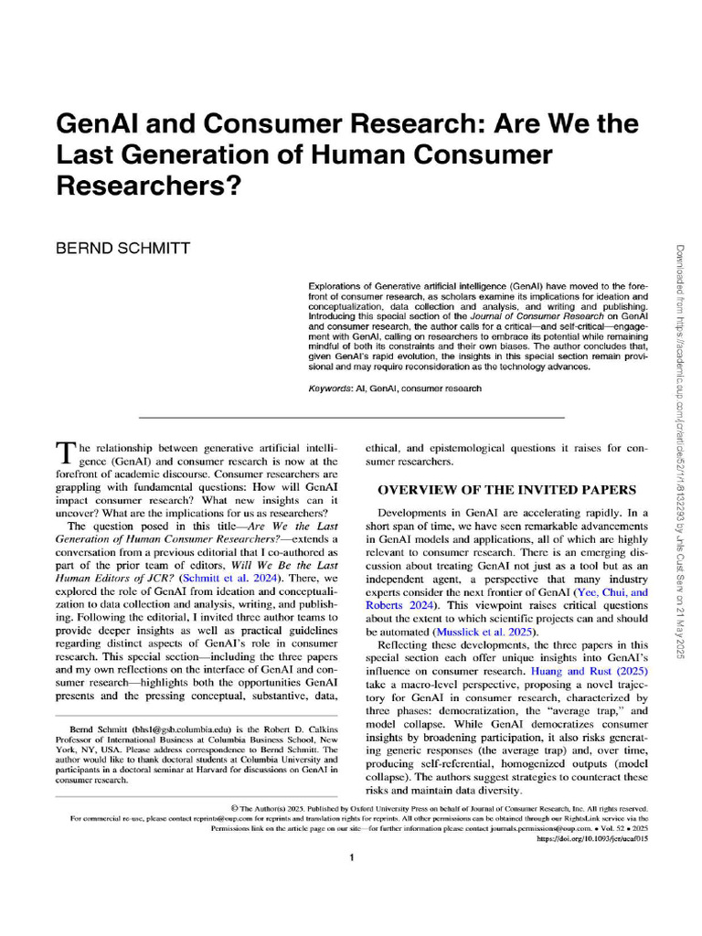 GenAI and Consumer Research - Are We The Last Generation of Human ...