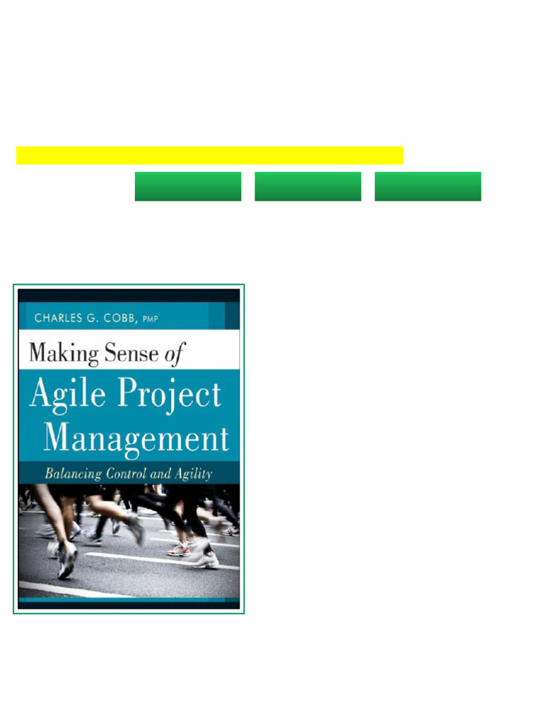Making Sense of Agile Project Management Balancing Control and Agility 1st Edition Charles G ...