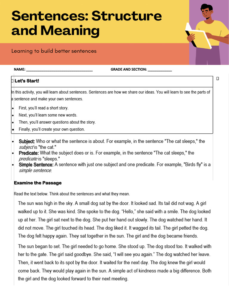 Build and Explore Simple Sentences | PDF | Subject (Grammar) | Sentence ...