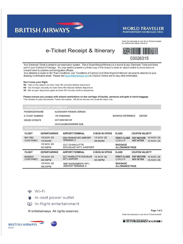 British Airways Flight Ticket Confirmed 5 | PDF