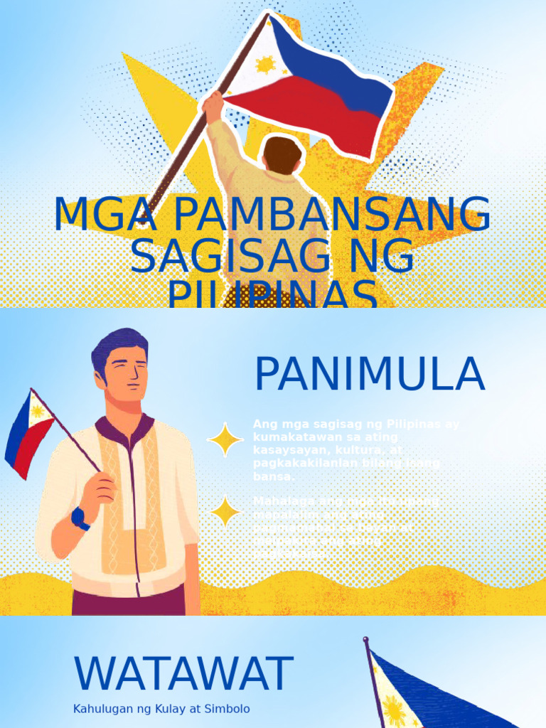 Mga Pambansang Sagisag NG Pilipinas S in Blue and Yellow Textured Style ...
