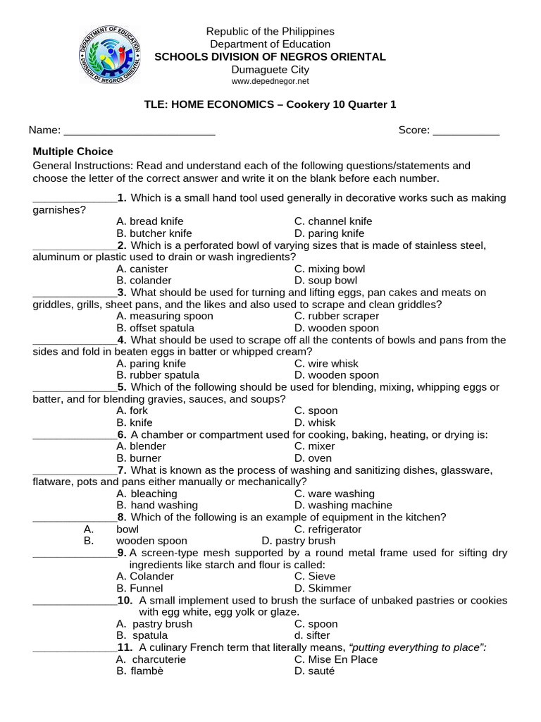 Cookery 10 - q1 | PDF | Starch | Foods