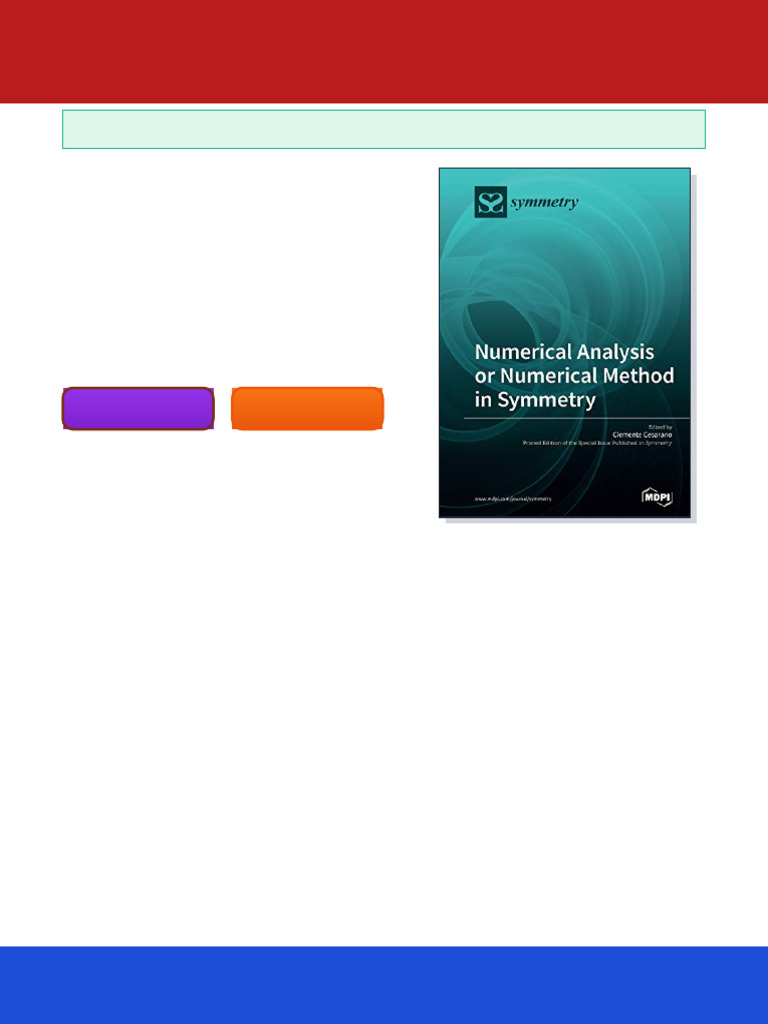 Numerical Analysis or Numerical Method in Symmetry Clemente Cesarano ...
