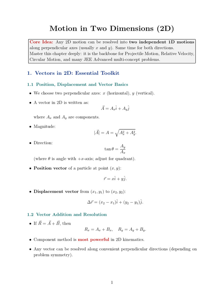 Motion in 2D | PDF | Acceleration | Physics