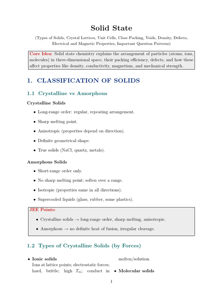 Solid State | PDF | Crystal Structure | Solid