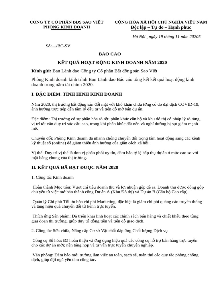 CÔNG TY CỔ PHẦN BĐS SAO VIỆT | PDF