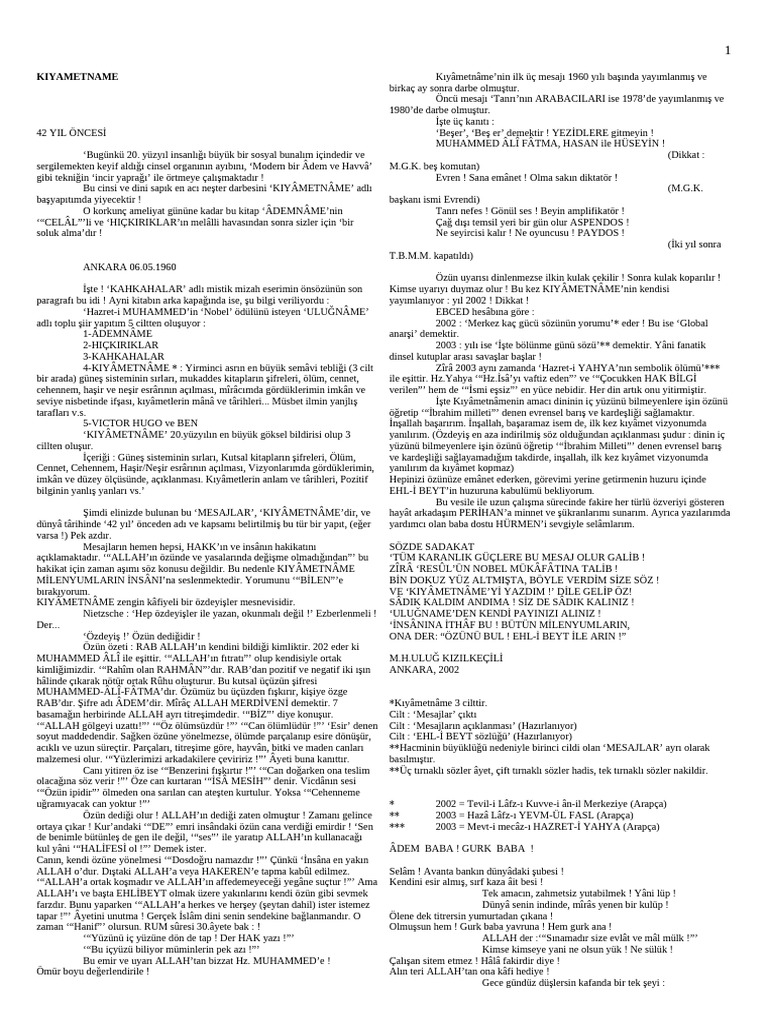 KIYAMETNAME Unicode | PDF