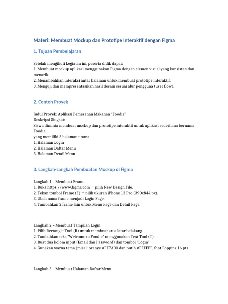 Materi Mockup Dan Prototipe Interaktif Figma | PDF